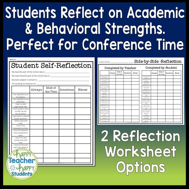 Student Self Reflection Assessment | Student Self Evaluation Form for ...