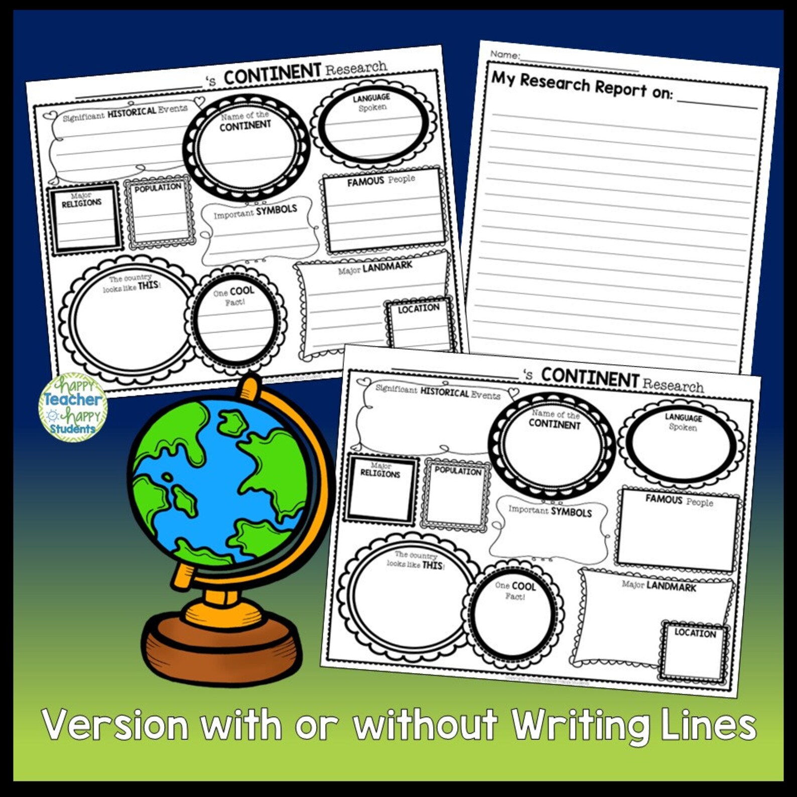 Continent Research Graphic Organizer: 7 Continents Graphic Organizers ...