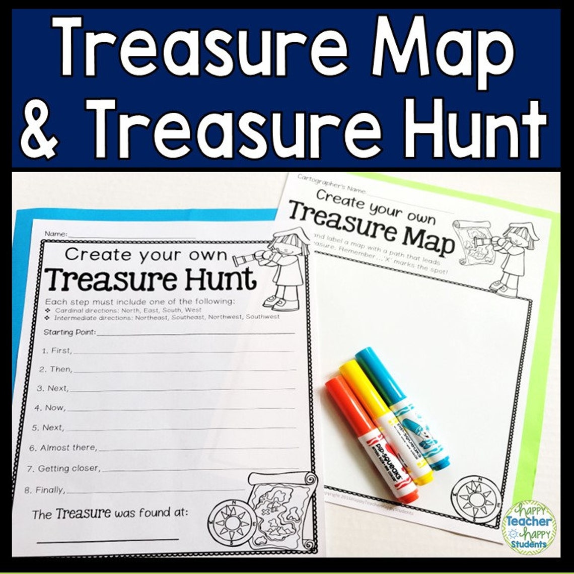 Treasure Map and Treasure Hunt Cardinal Intermediate - Etsy