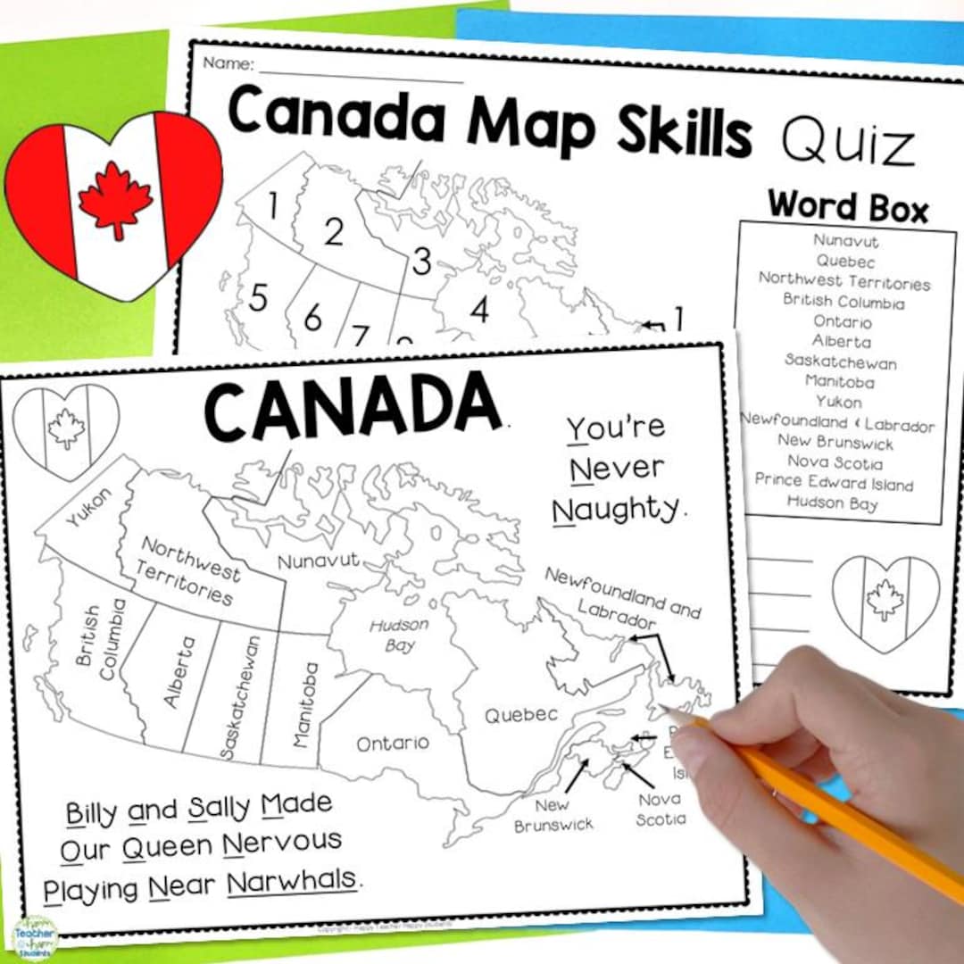 Canada Map Practice | Maps, Mnemonic Device, Practice Sheet & Canada ...