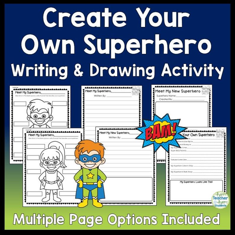 Superhero Writing Activity: Create Your Own Superhero - 6 Worksheets ...