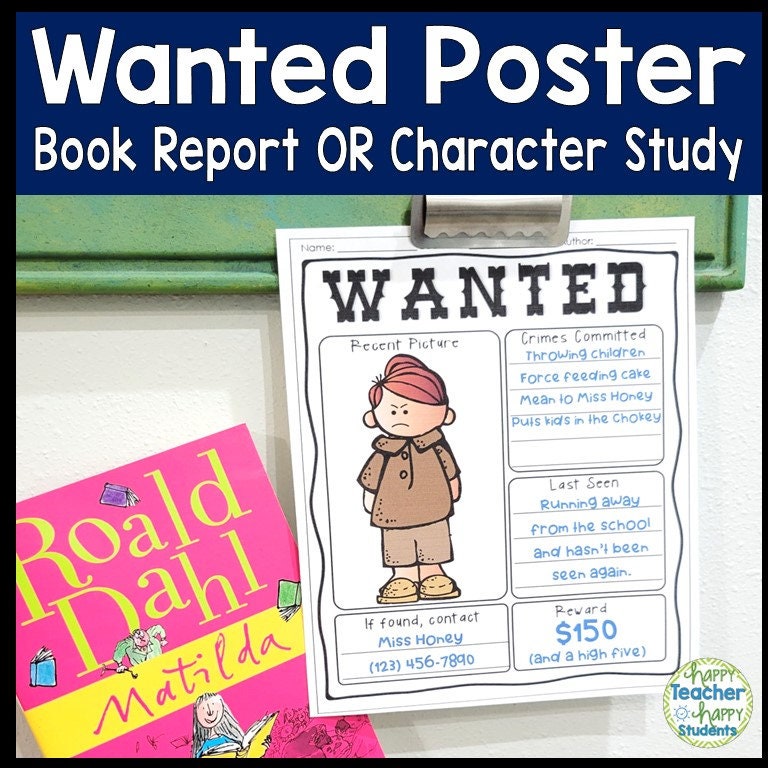 Character Wanted Poster Template: Fun Book Report Idea for Kids ...
