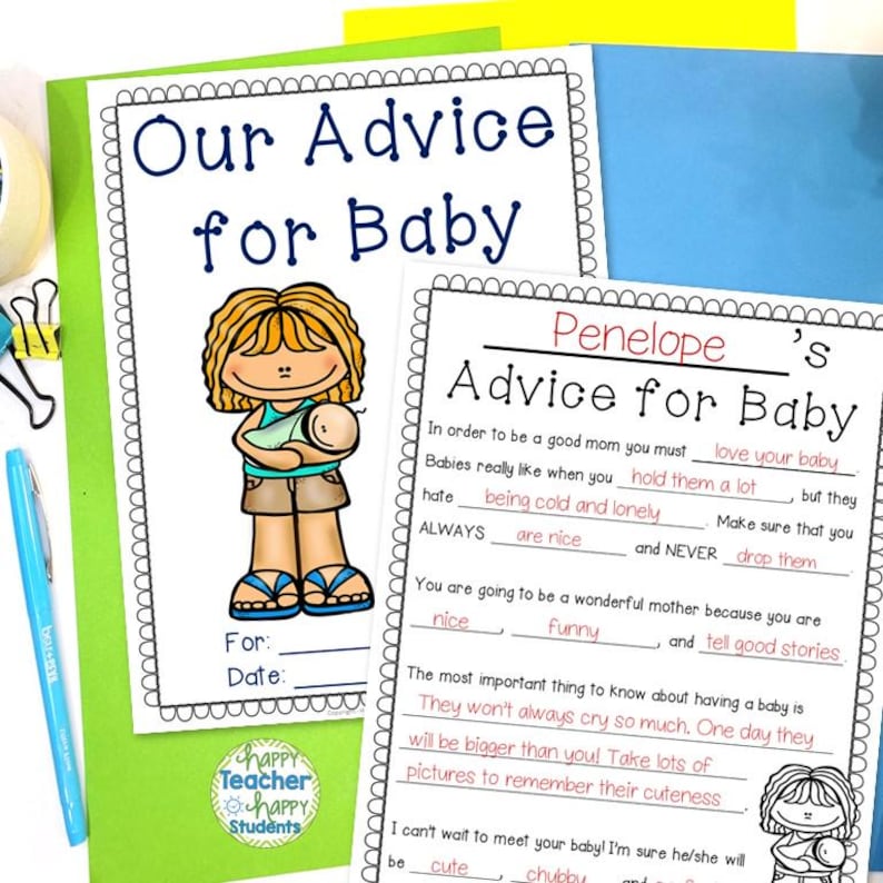 Advice for Baby | Baby Shower Game for Kid | Baby Shower Advice Cards ...