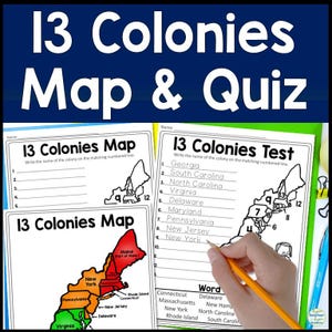 13 Colonies Map Quiz, 13 Colonies Map Worksheet, Blank 13 Colonies Map ...