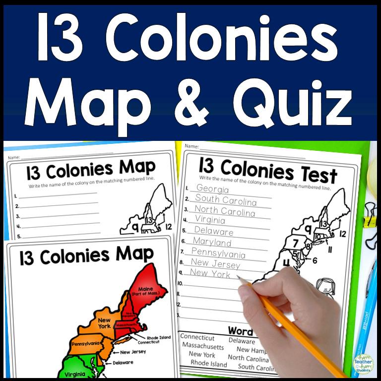 13 Colonies Map Quiz, 13 Colonies Map Worksheet, Blank 13 Colonies Map ...