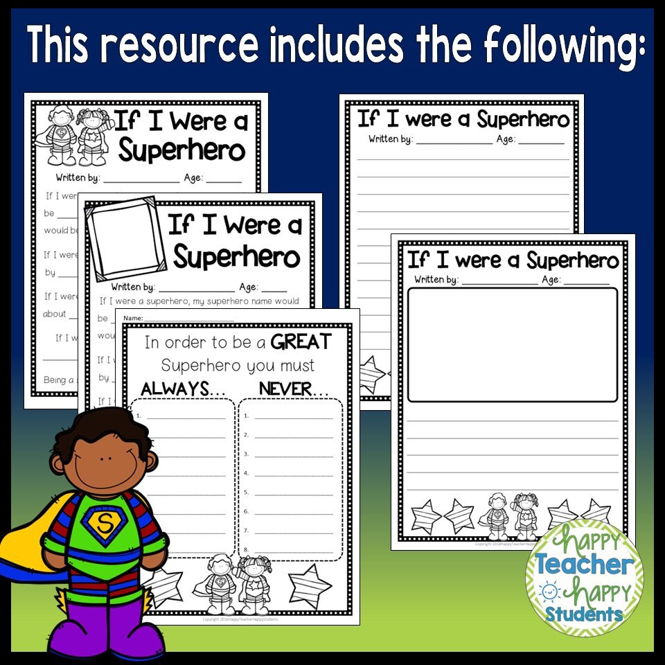 If I Were a Superhero Superheroes Writing Activity Superhero Worksheet Superhero Party Idea ...