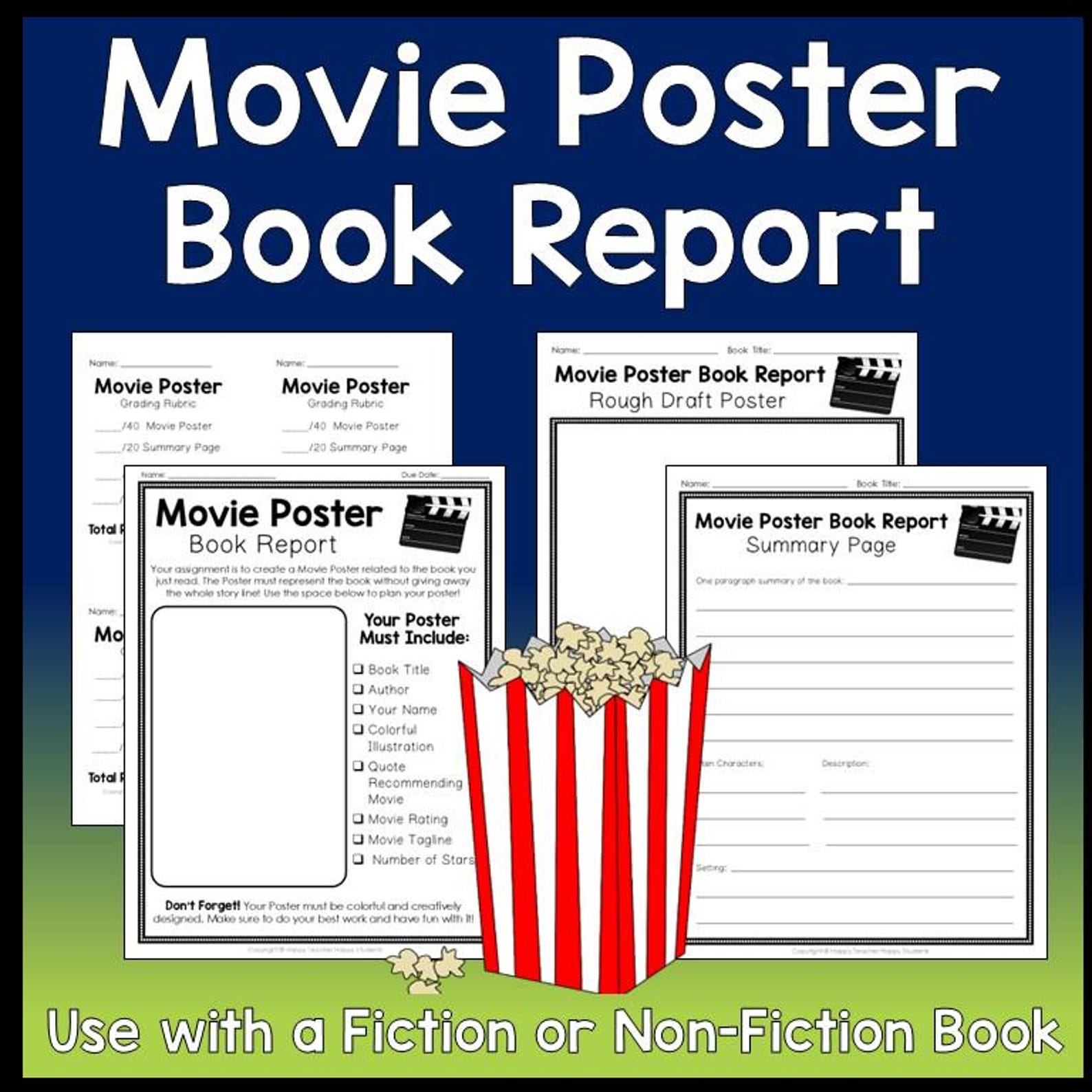 Movie Poster Book Report Template, Book Report Activity, Book Report ...