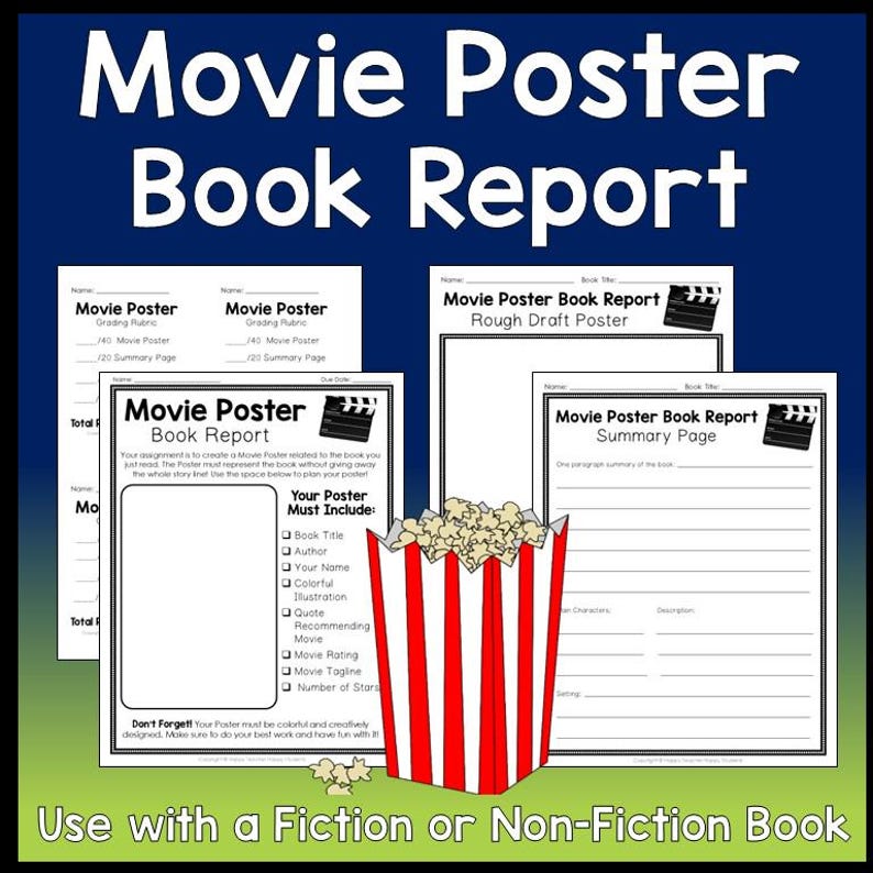 Movie Poster Book Report Template, Book Report Activity, Book Report ...