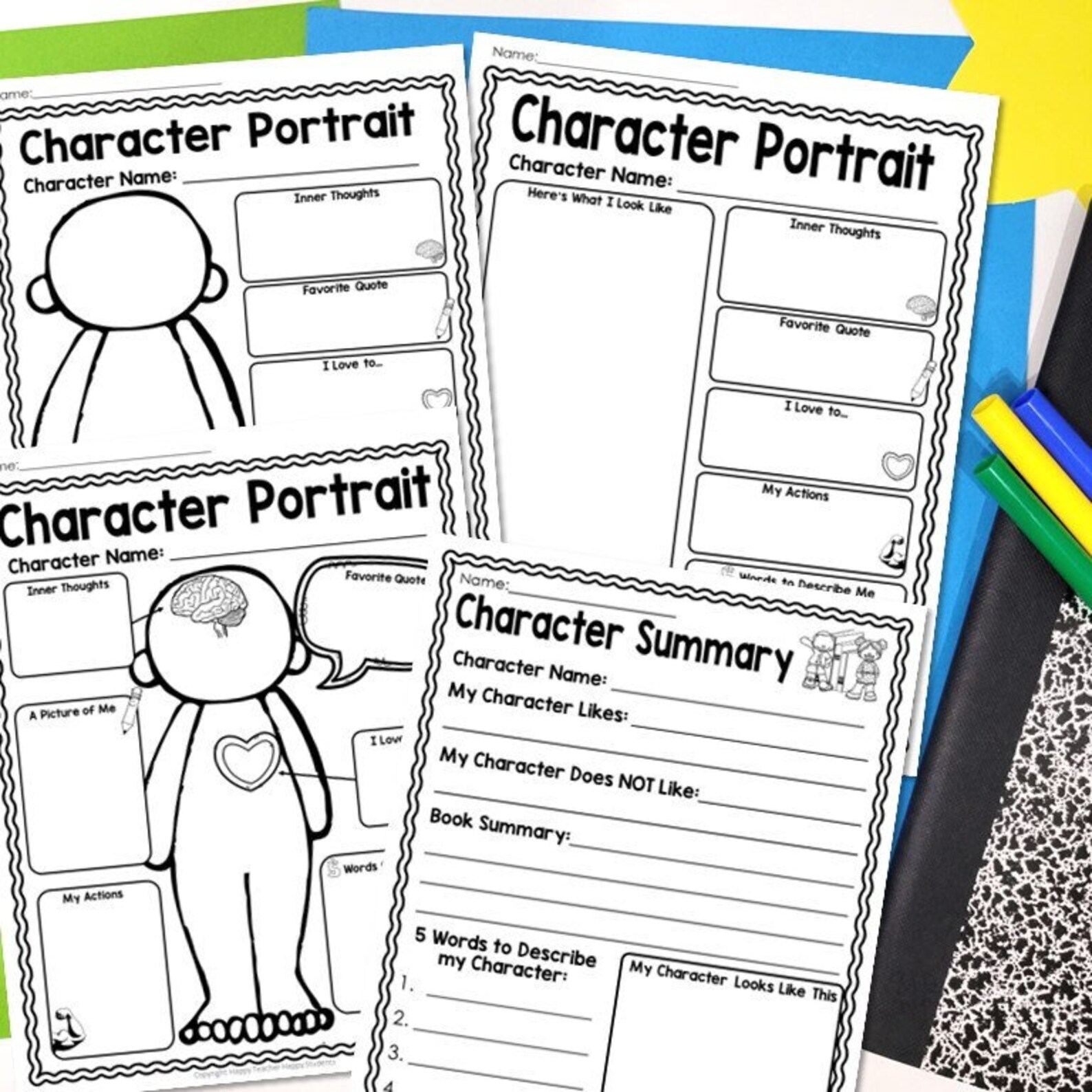 Book Character Portrait | Character Trait Organizer Activity for Any ...