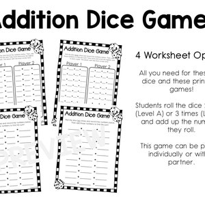 Addition Game 4 Worksheets Addition Game Printable, Addition Worksheets ...