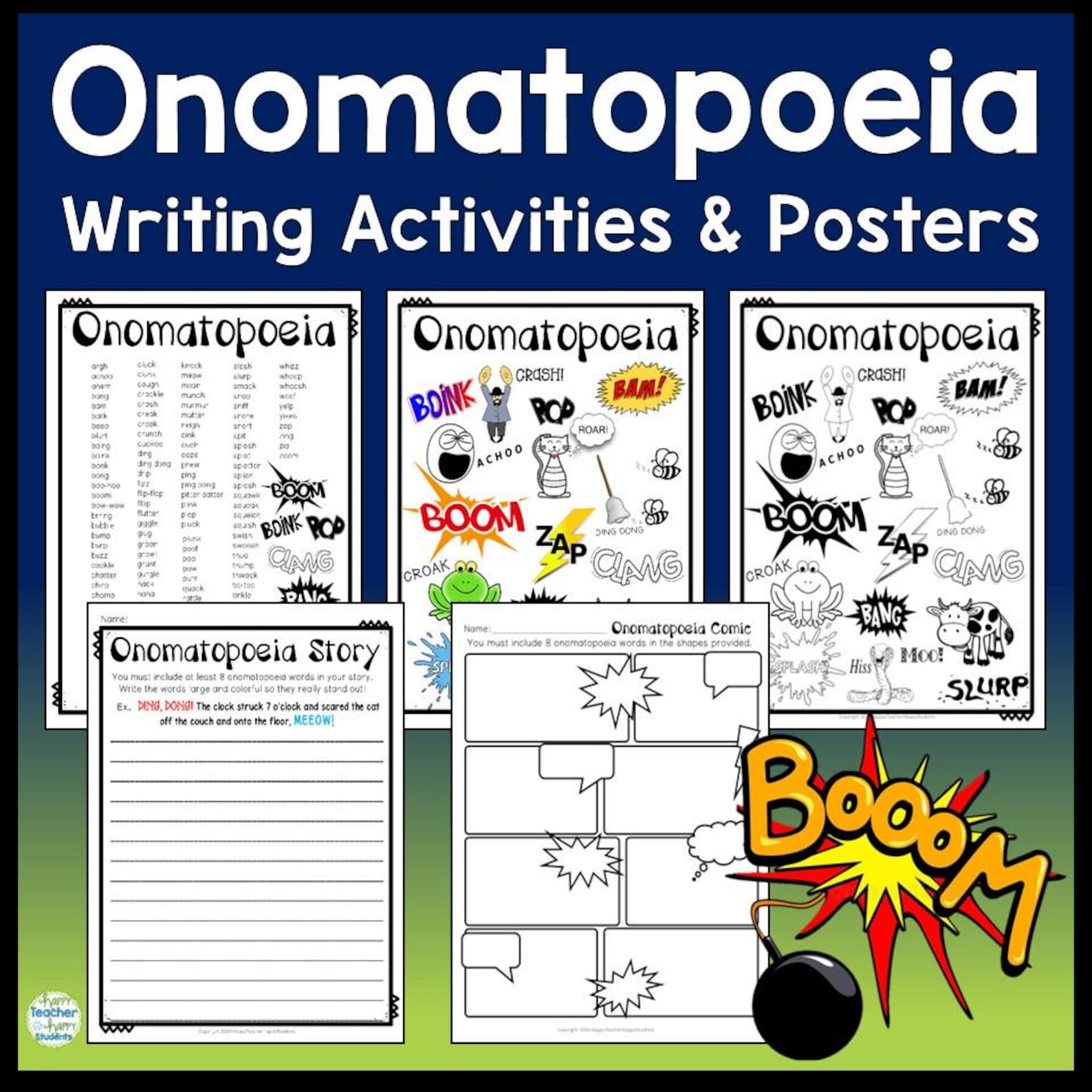 Onomatopoeia Activities & Posters: Word List, Write a Comic | Comic ...