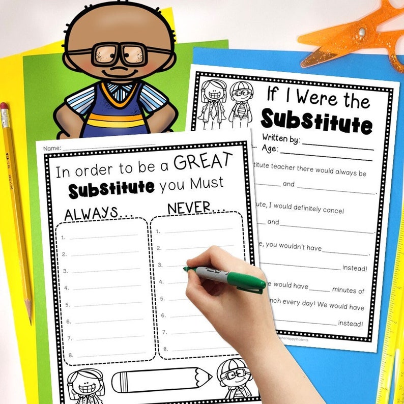 If I Were the Substitute Teacher Writing Fun | Perfect for Emergency ...