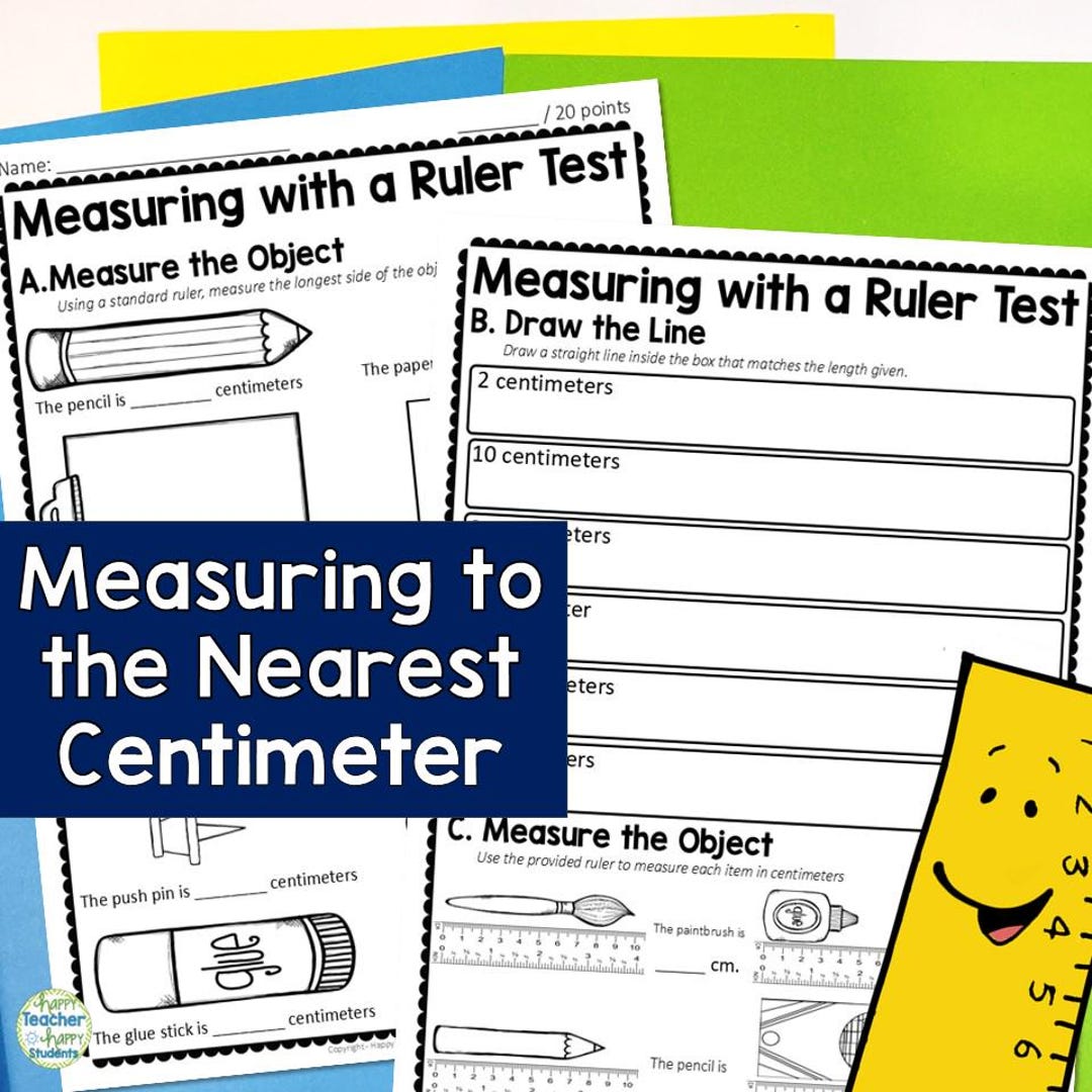 Measuring in Centimeters Test, Measuring With a Ruler Quiz to Nearest ...