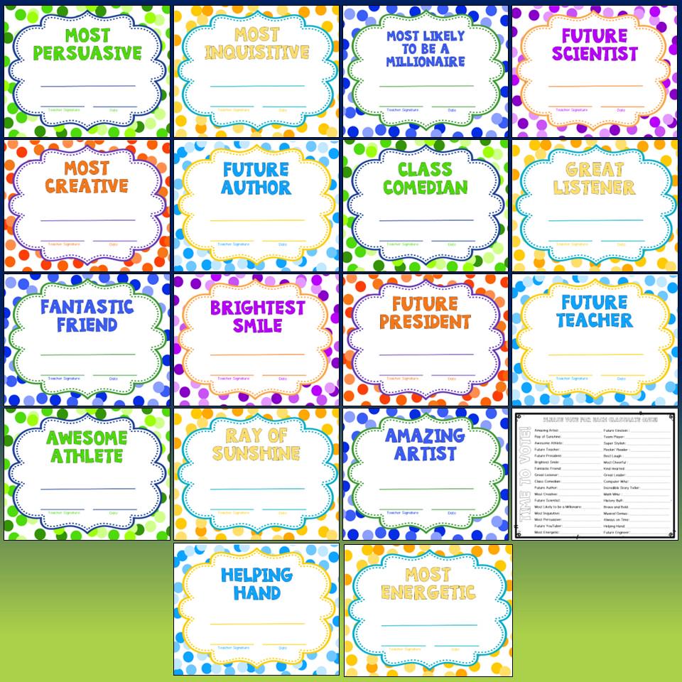 EDITABLE End of Year Awards | 34 Classroom Superlative Awards W/ Voting ...