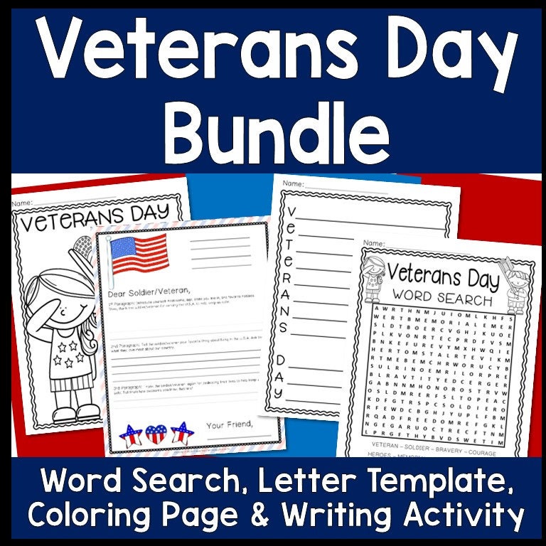 Veterans Day Activities Bundle | Letter Writing, Veterans Day Word ...