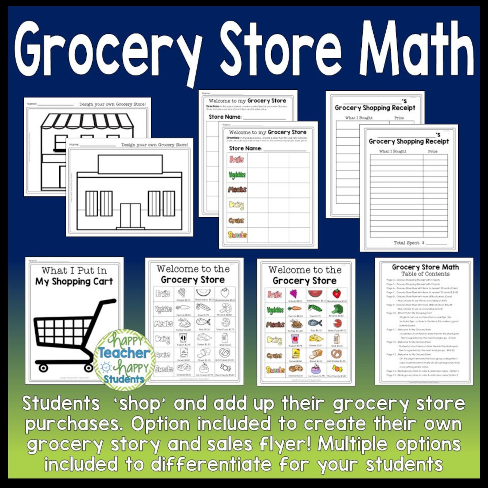 Grocery Store Math Real Life Math Skills Add up Grocery Shopping List ...