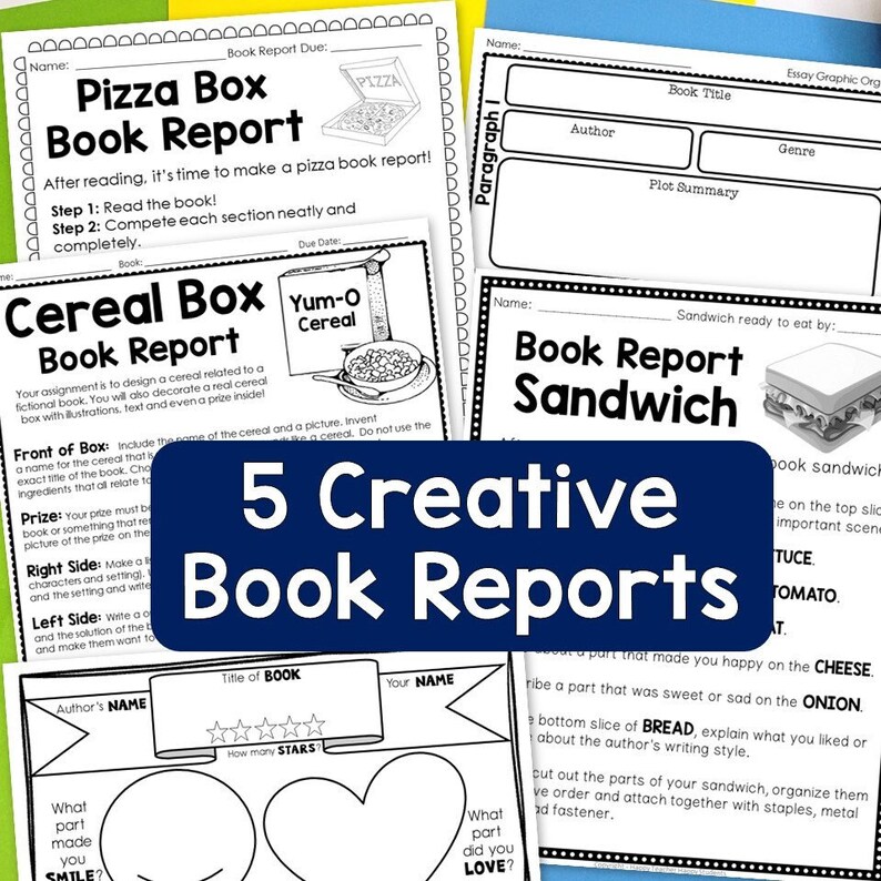 5 Creative Book Reports | Book Report Bundle for Grades 3-5 (printable ...