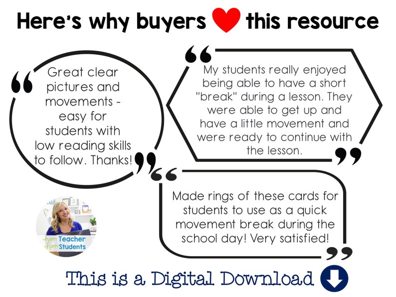 Movement Break Cards: 40 Kid Movement Cards, Brain Breaks Printable ...