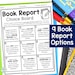 Book Report Choice Board Menu: Book Report Template for Any Book ...