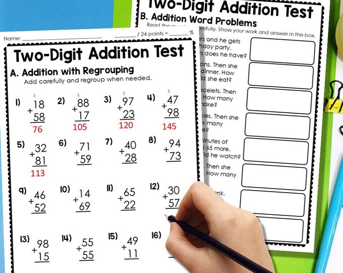 11 Printable Double Digit Addition Worksheets. Numbers 10 - 20. Grades ...