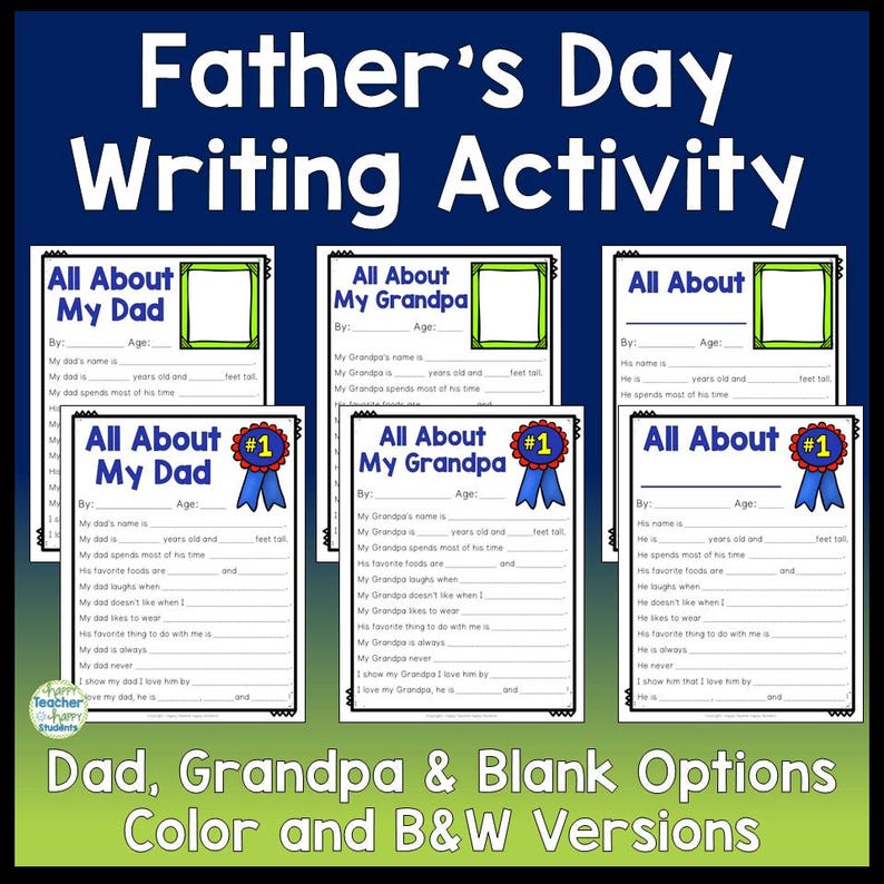 Father's Day Writing Activity: All About My Dad Printable (digital ...