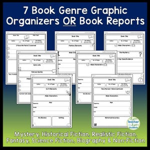 7 Book Genre Graphic Organizers, Book Reports for All Book Genres ...