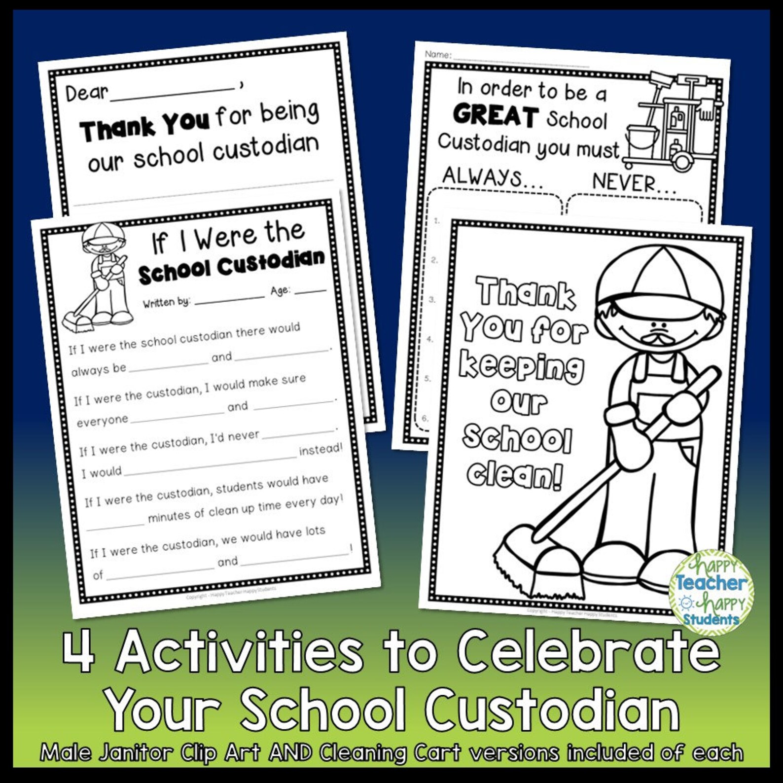 Custodian Appreciation Day Printable Thank You Card for School ...