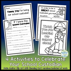 Custodian Appreciation Day Printable Thank You Card for School Custodian Janitor, Thank You for ...