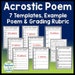 Acrostic Poem Template: Includes 7 Templates, Example Poem & Grading ...