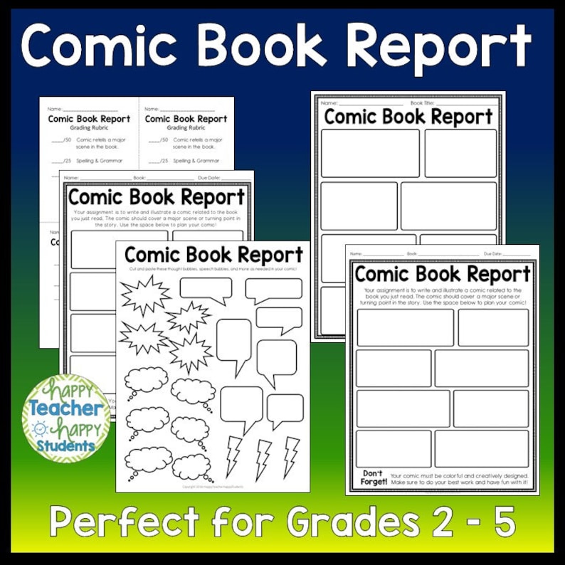 Comic Book Report Template: Fun Book Project for Students (PDF) - Etsy