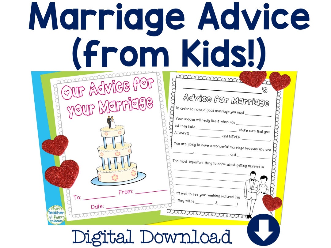 Childrens Advice for Marriage, Wedding Advice Book, Weddings Kids Table ...