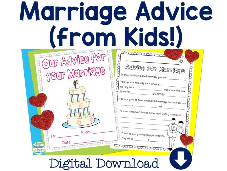 Childrens Advice for Marriage, Wedding Advice Book, Weddings Kids Table ...