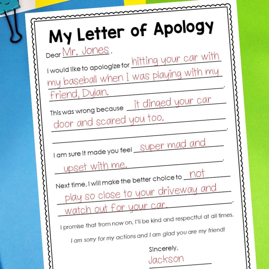 Kids Apology Letter Printable | Apology Template for Children | How to ...