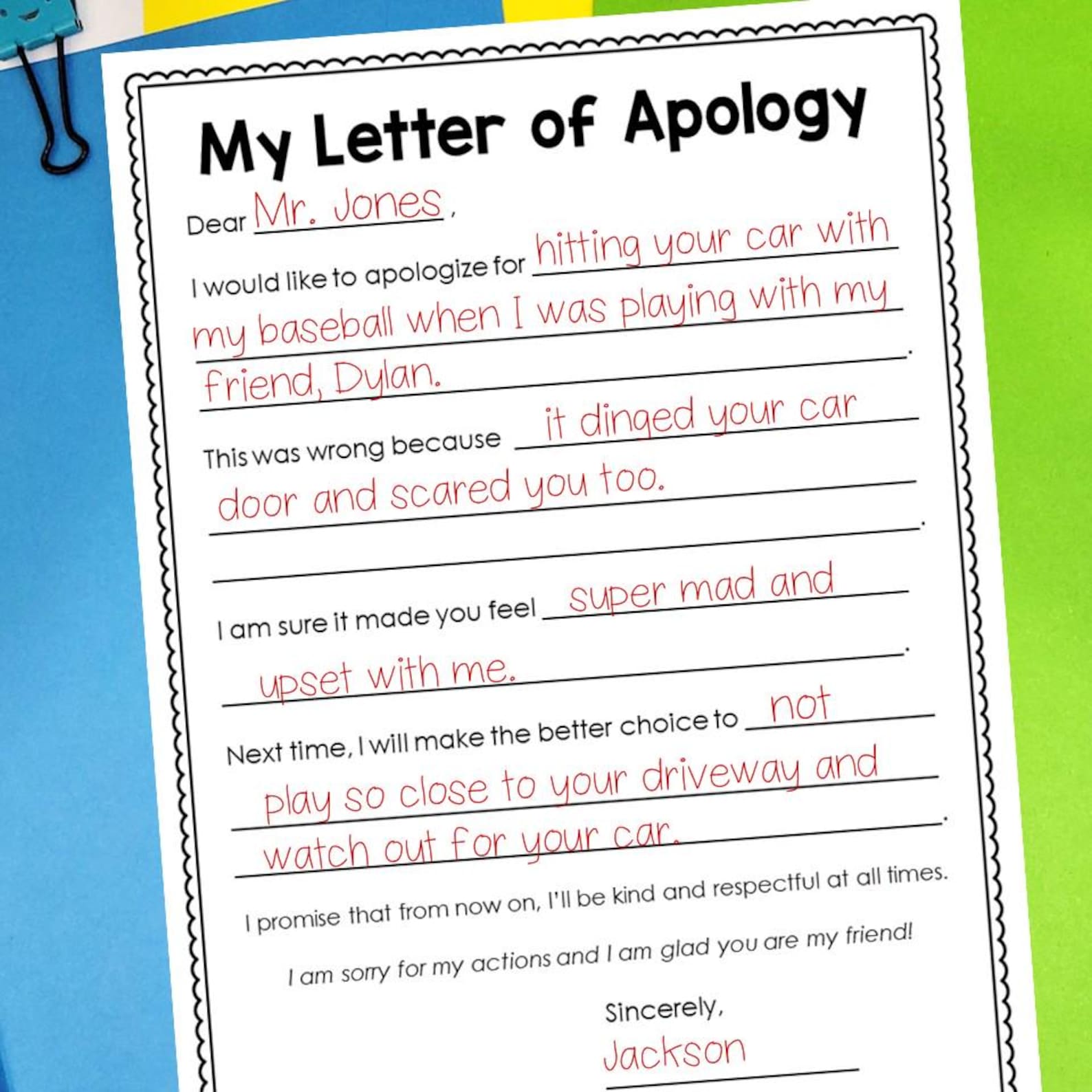 Kids Apology Letter Printable | Apology Template for Children | How to ...