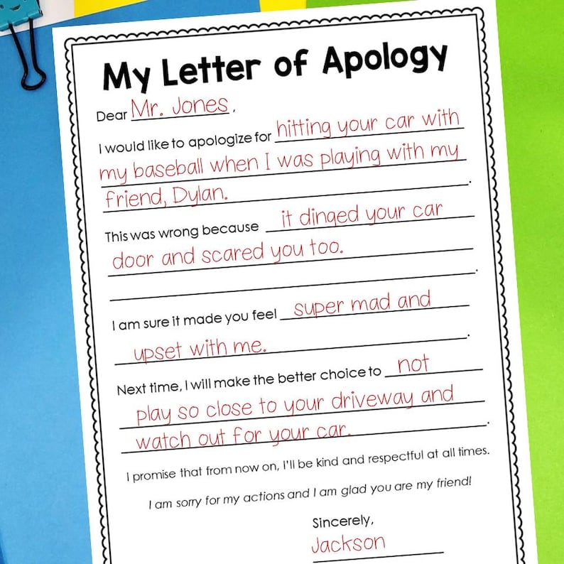 Kids Apology Letter Printable | Apology Template for Children | How to ...