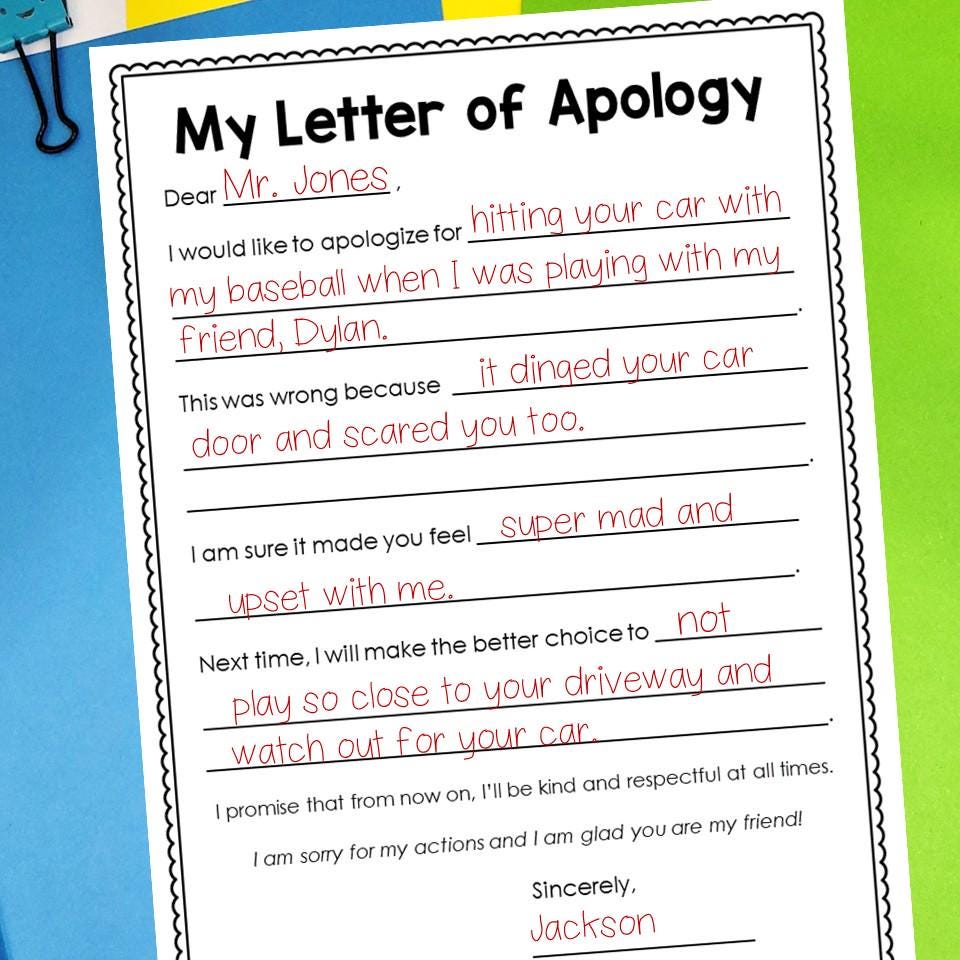 Kids Apology Letter Printable | Apology Template for Children | How to ...