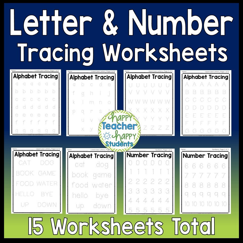 Letter & Number Tracing Printable PDF 15 Worksheets Alphabet Tracing ...