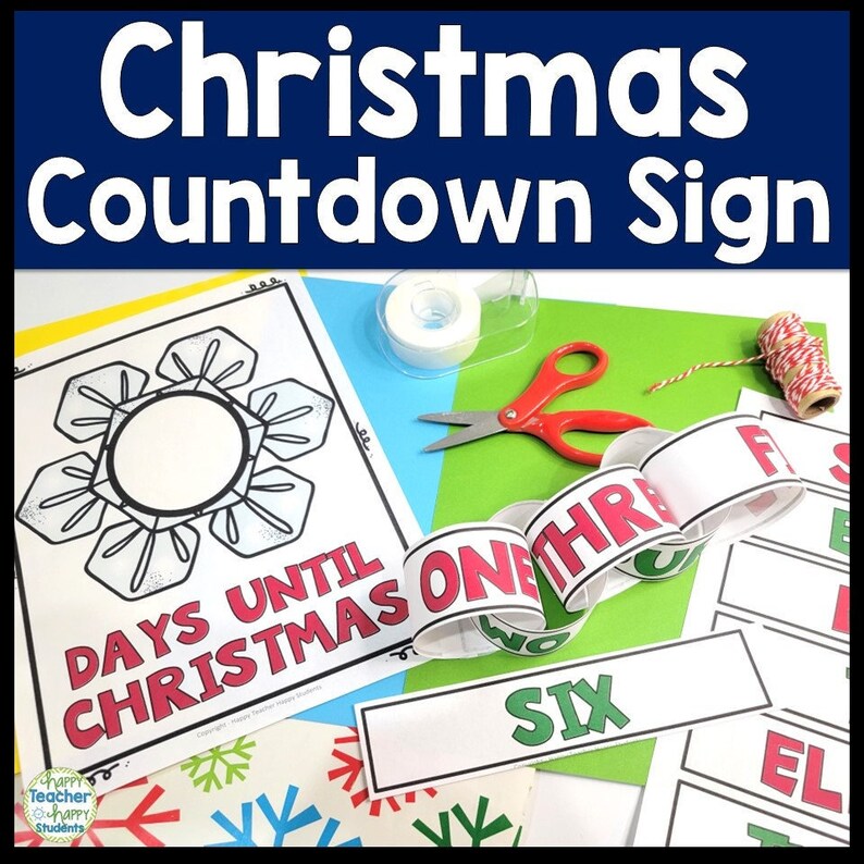 Christmas Countdown Sign With Paper Chain (digital Download) - Etsy