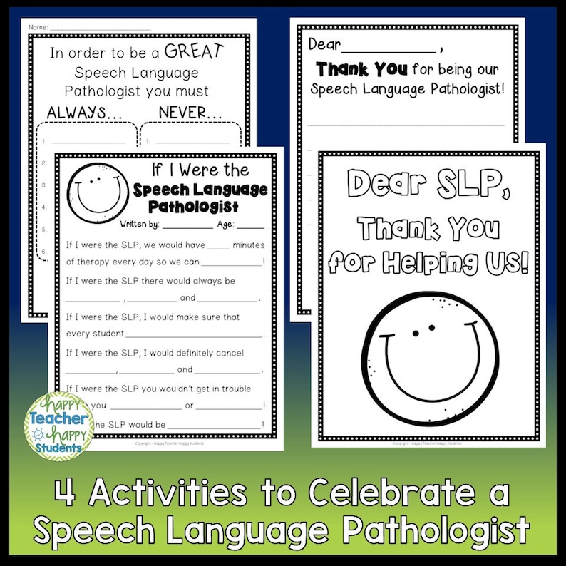 SLP Appreciation Speech Language Pathologist Thank You Cards SLP Thank ...