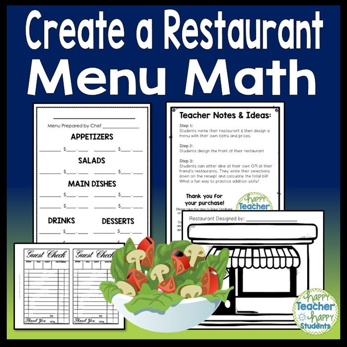 Restaurant Menu Math Project: Create Your Own Restaurant (digital ...
