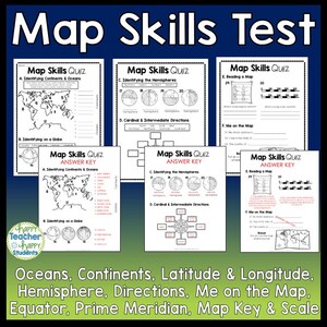 Map Skills Test | 3-page Mapping Skills Quiz With Answer Key ...