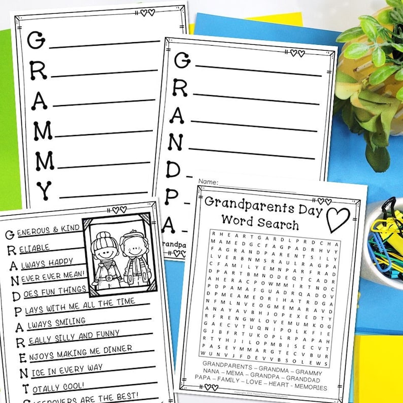 Grandparents Day Writing AND Grandparents Day Word Search Grandparents ...