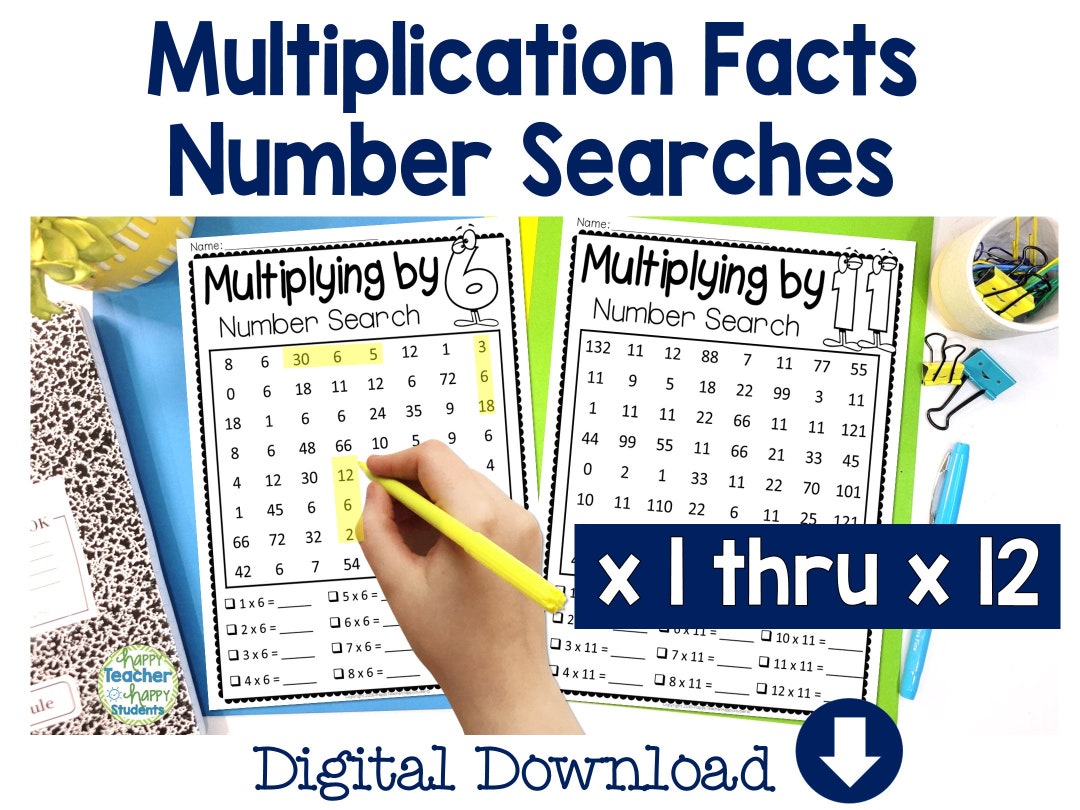 Multiplication Number Searches x 2 Thru 12 What a FUN Multiplication ...