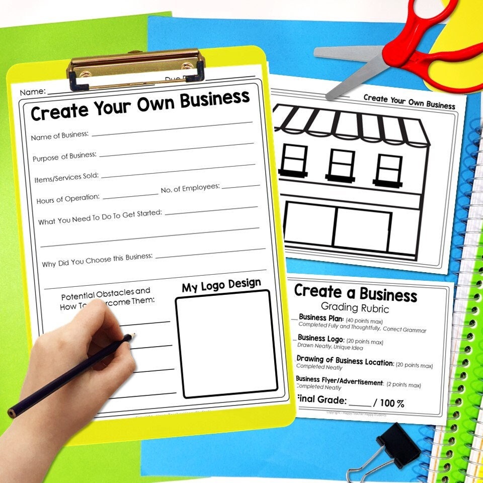 Create Your Own Business Project for Kids | Create a Business Activity ...