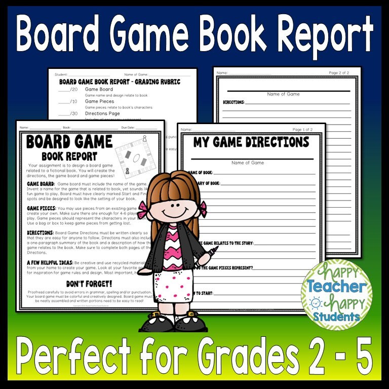 Board Game Book Report Template: Make a Game From a Fiction Book, Book ...