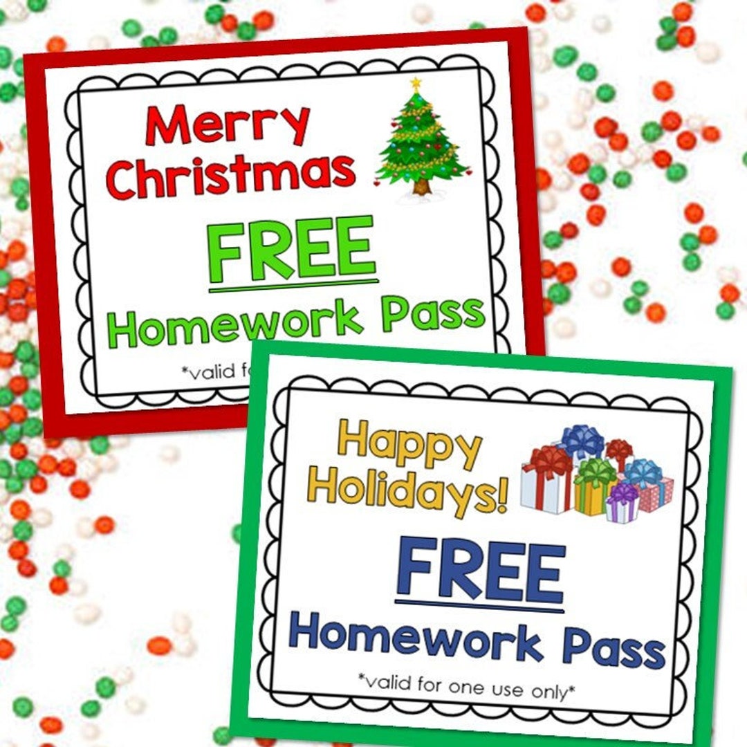 Merry Christmas Free Homework Pass | Christmas Gift for Students From ...