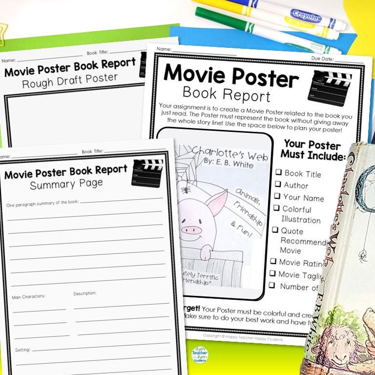 Movie Poster Book Report Template: Creative Book Project Idea (digital ...
