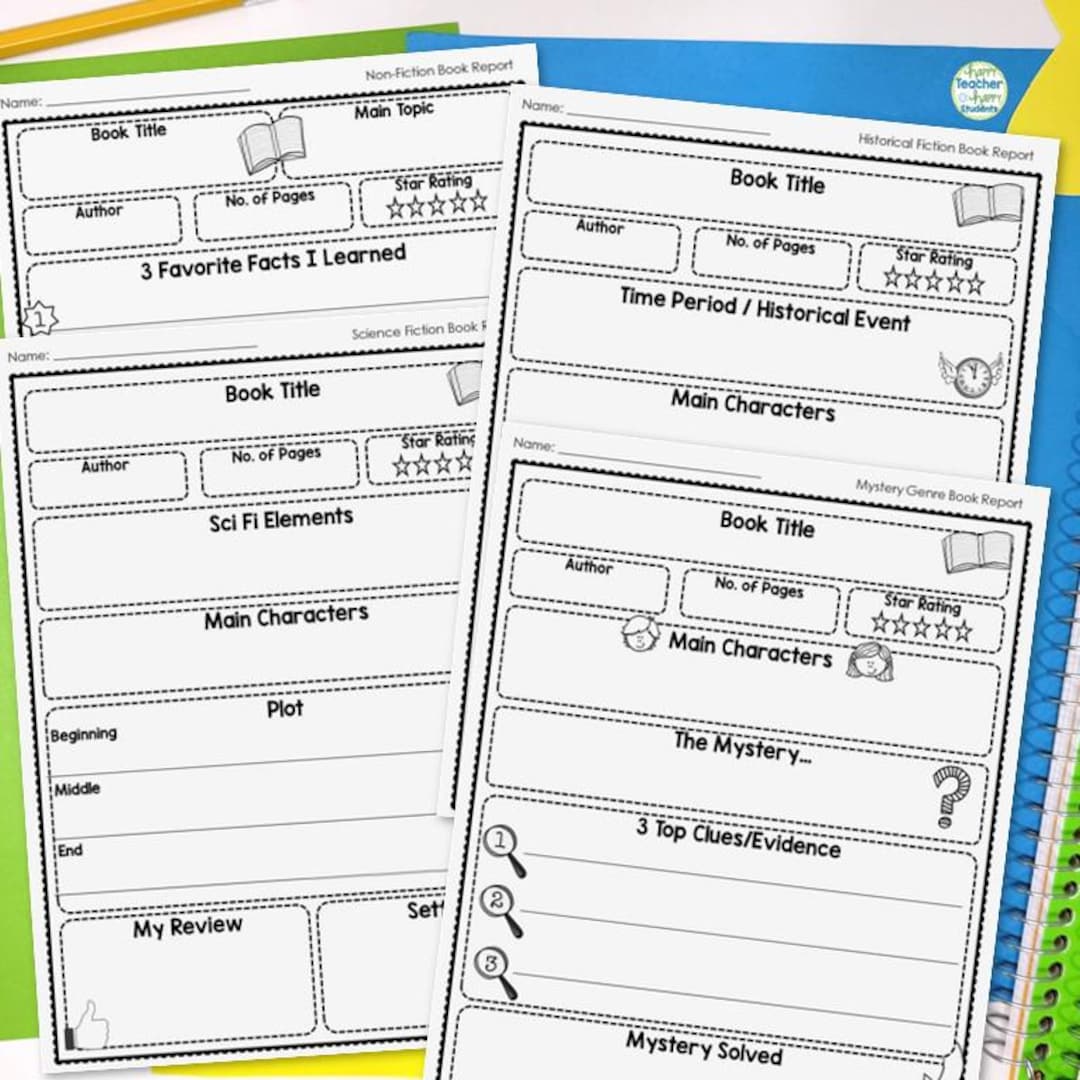 7 Book Genre Graphic Organizers, Book Reports for All Book Genres ...