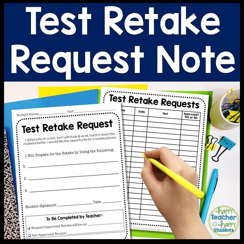 Test Retake Request, Test Retake Form for Students, Test Retake Note ...