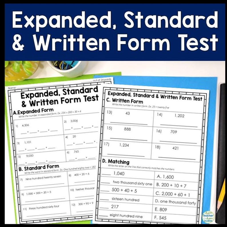 Standard, Expanded and Written Form Quiz: Standard and Expanded Form ...